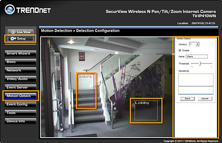 TRENDnet FAQs | TV-IP410WN | How do I setup motion detected recording?