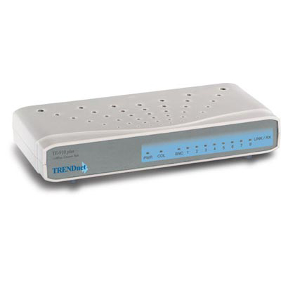8-port RJ-45 and 1-port BNC Ethernet Hub - TRENDnet TE-910PLUS