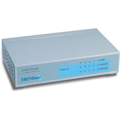5-Port 10/100Mbps N-Way Mini Ethernet Switch - TRENDnet TE100-S55Eplus