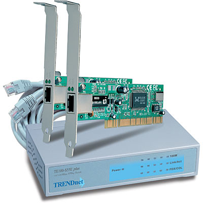5-Port 10/100Mbps Switched Fast Ethernet Network Kit - TRENDnet TE100 ...