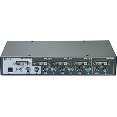 4-Port DVI/PS/2 Rack Mount KVM Switch Kit w/ Audio - TRENDnet TK-404KR