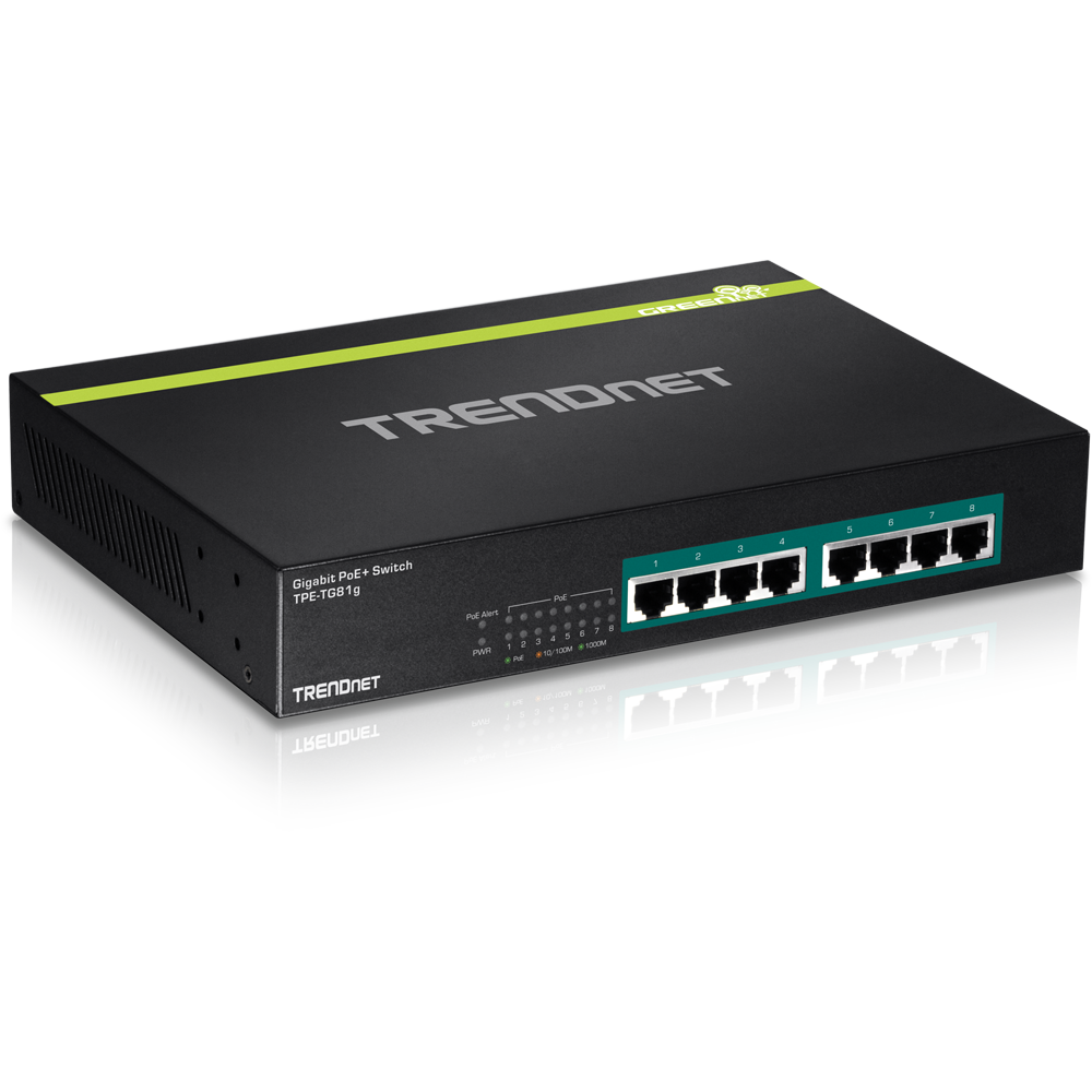8-Port Gigabit GREENnet PoE+ Switch - TRENDnet TPE-TG81g