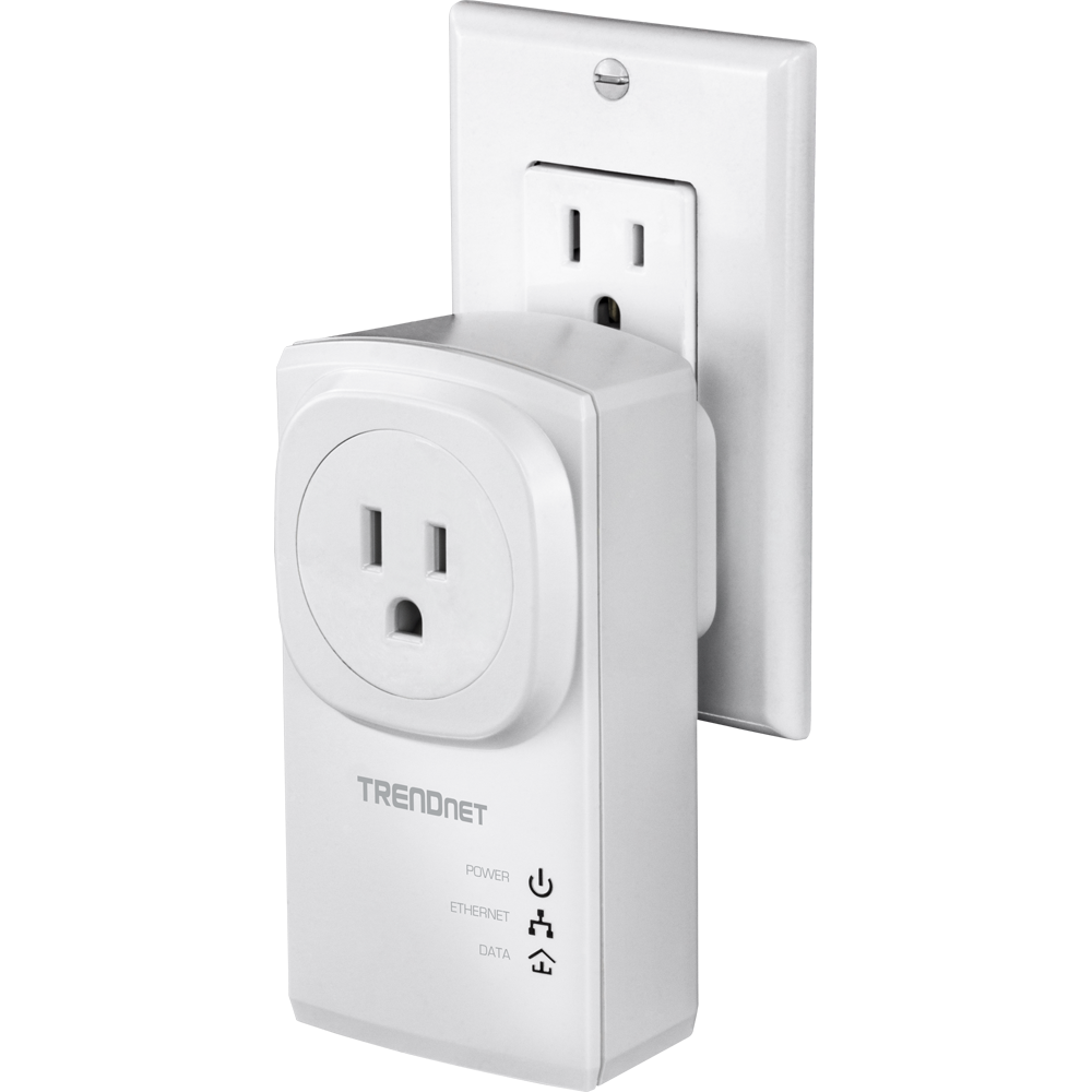 Powerline 500 AV Adapter with Built-In Outlet - TRENDnet TPL-407E