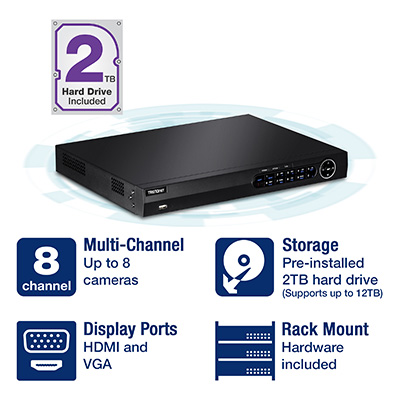 8-Channel HD NVR with 2 TB HDD - TRENDnet TV-NVR2208D2